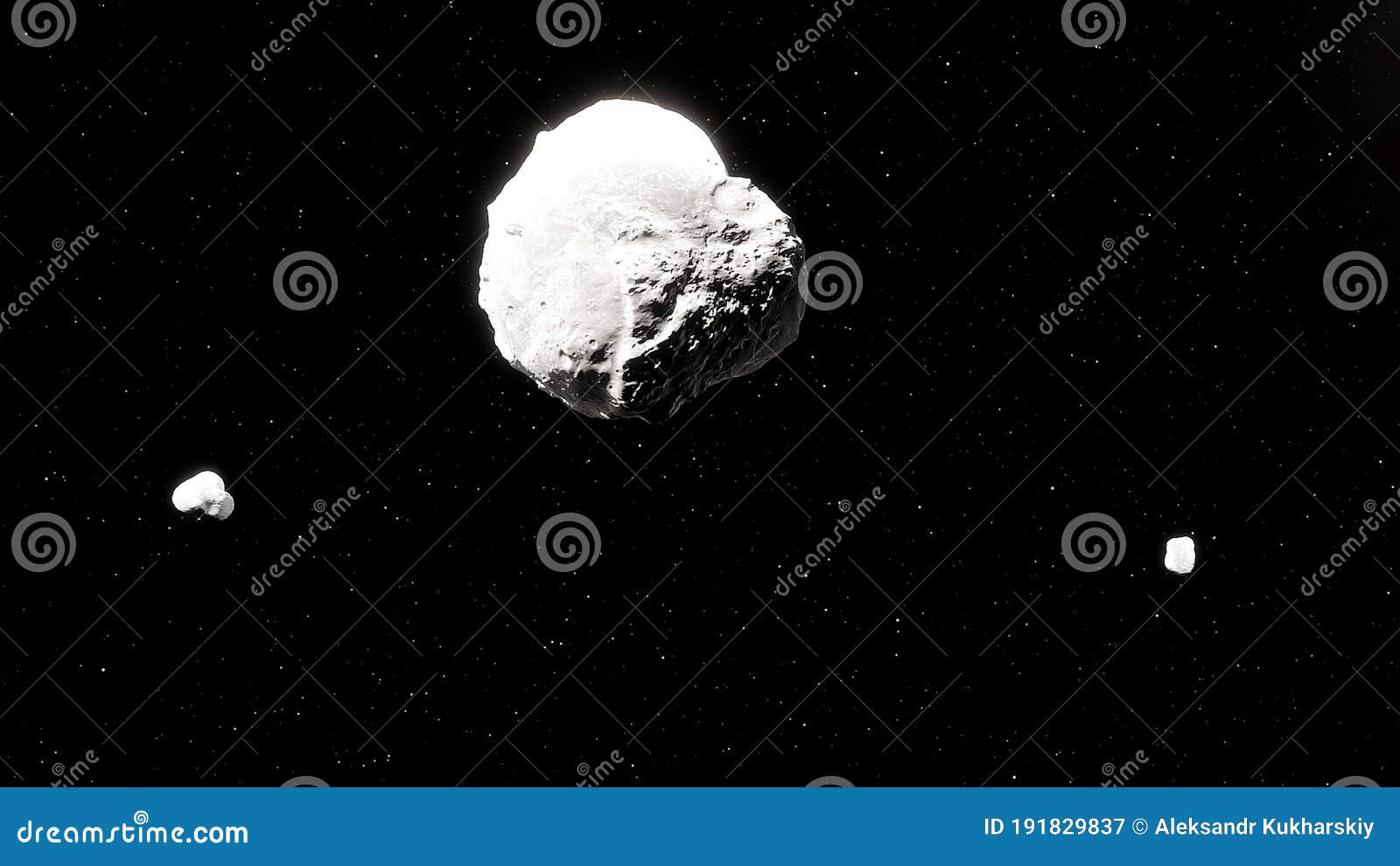 Asteroid I Rymdkomposit I Rymd 3d-rendering Stock Illustrationer ...