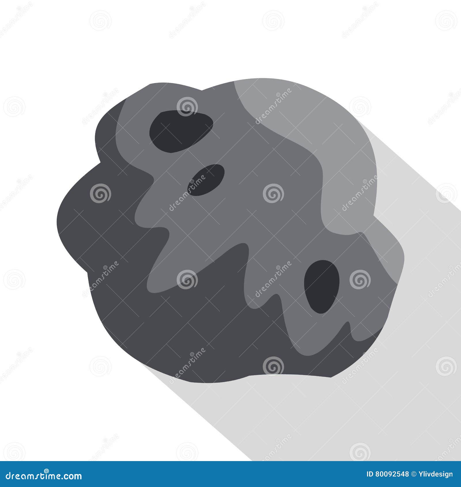 Asteroid icon, flat style stock vector. Illustration of devastation - 80092548