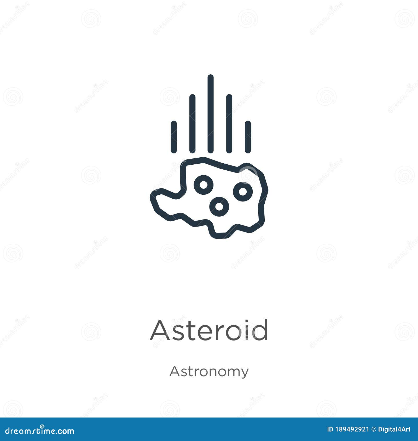 Asteroid Icon. Thin Linear Asteroid Outline Icon Isolated on White ...