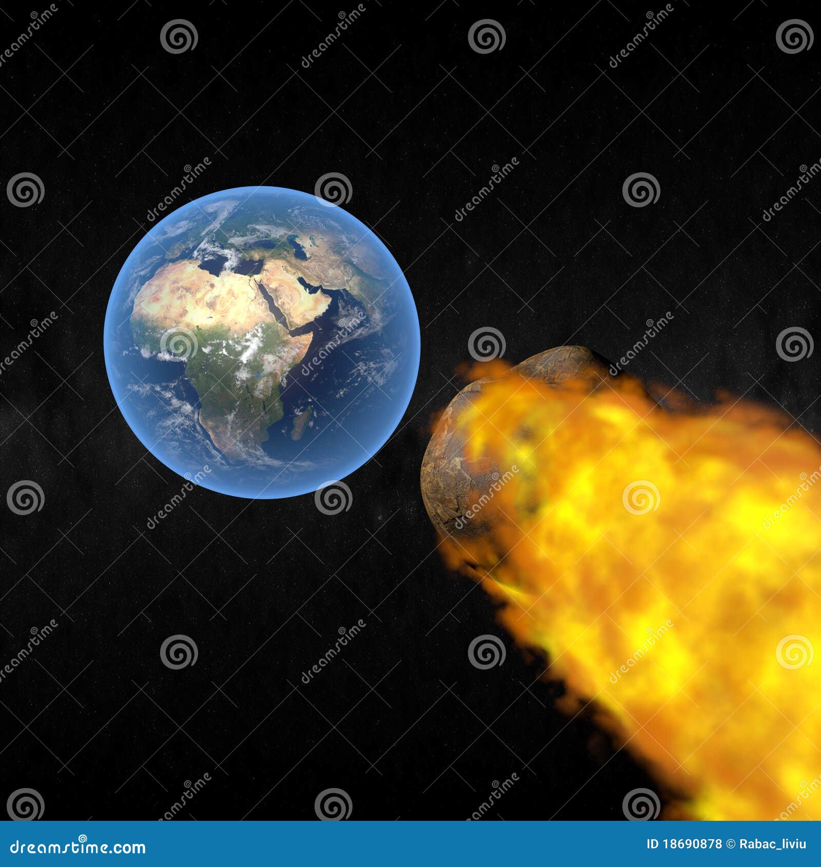 Asteroid impact stock illustration. Illustration of space - 18690878