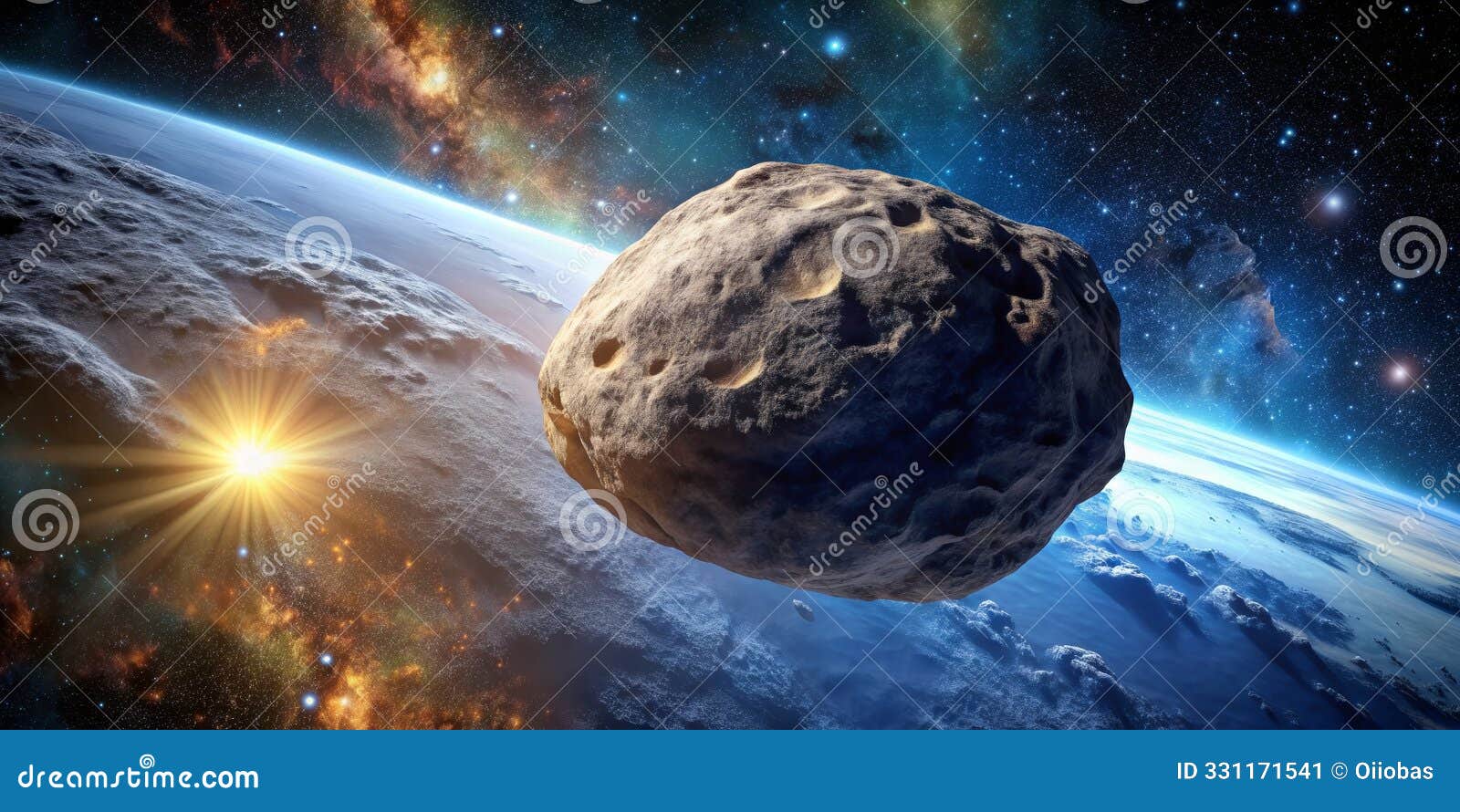 Asteroid Impact, End Of World, Judgment Day. Group Of Burning Exploding ...