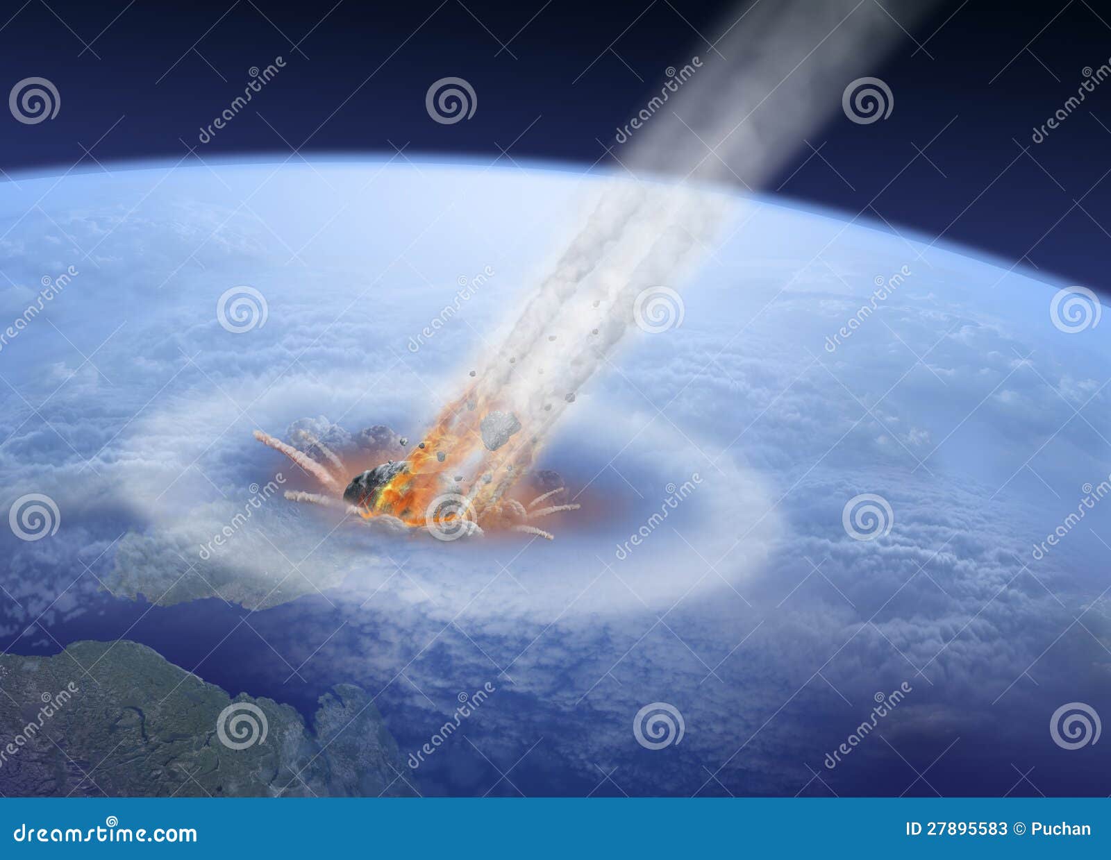 Asteroid impact on Earth stock illustration. Illustration of armageddon ...