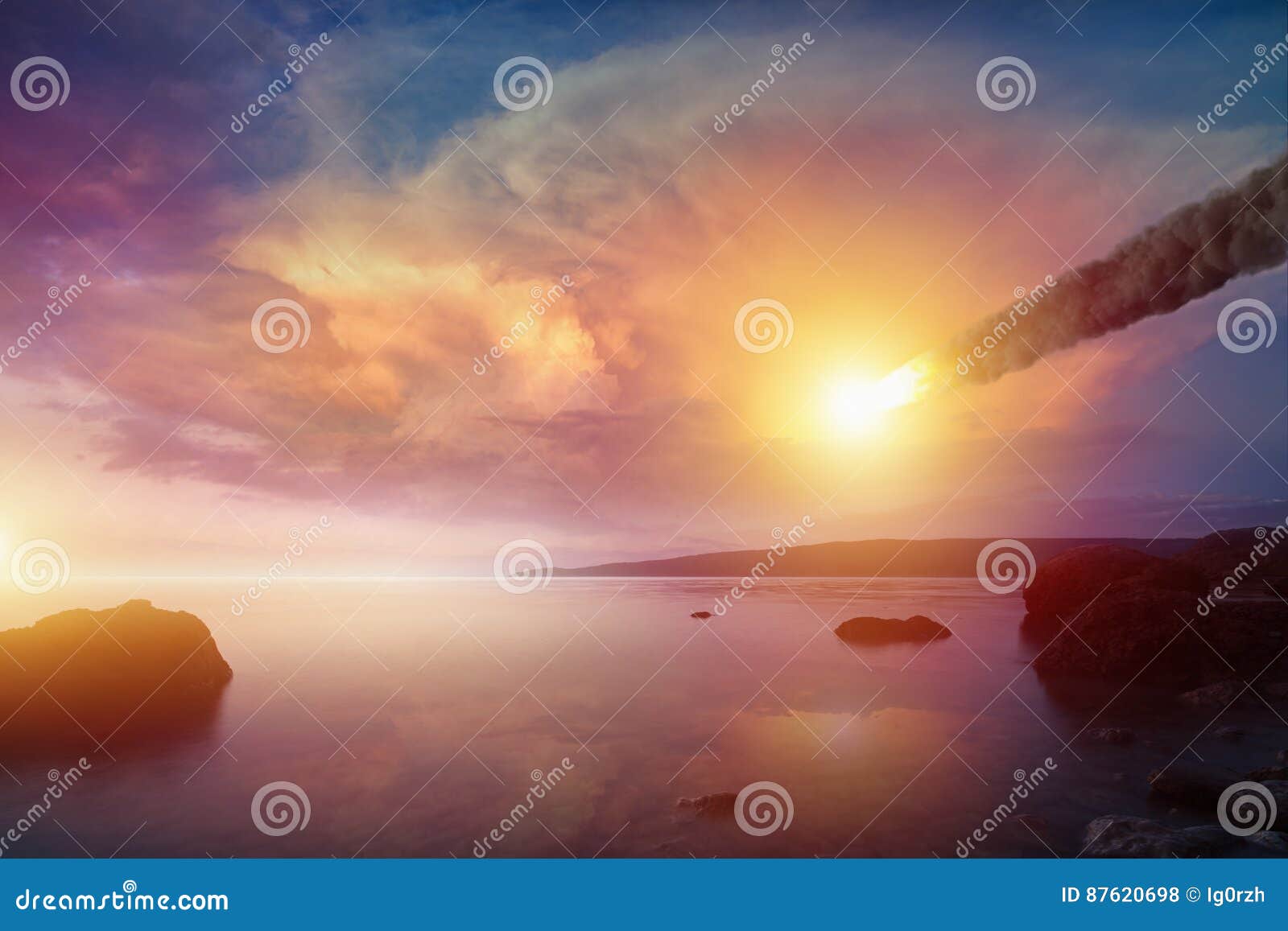 Asteroid Impact, End of World, Judgment Day Stock Photo - Image of ...
