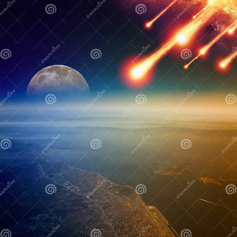 Asteroid Impact, End of World, Judgment Day Stock Image - Image of ...