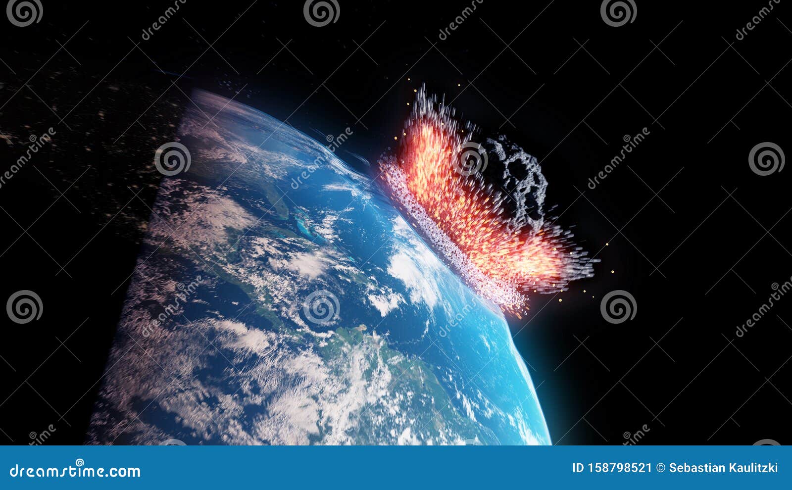 An asteroid impacts earth stock illustration. Illustration of ...