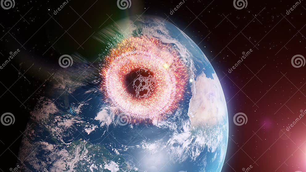 An asteroid impacts earth stock illustration. Illustration of burn ...