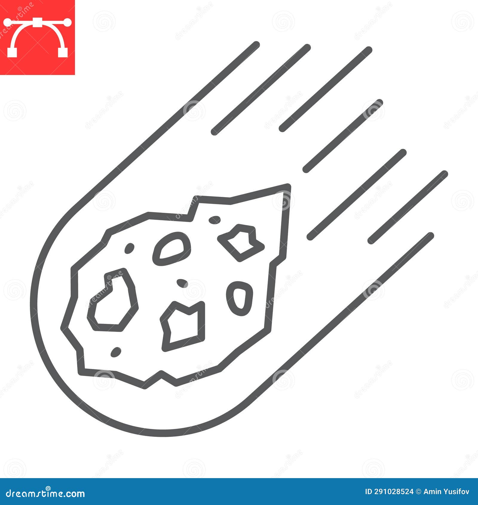 Asteroid line icon stock vector. Illustration of stone - 291028524