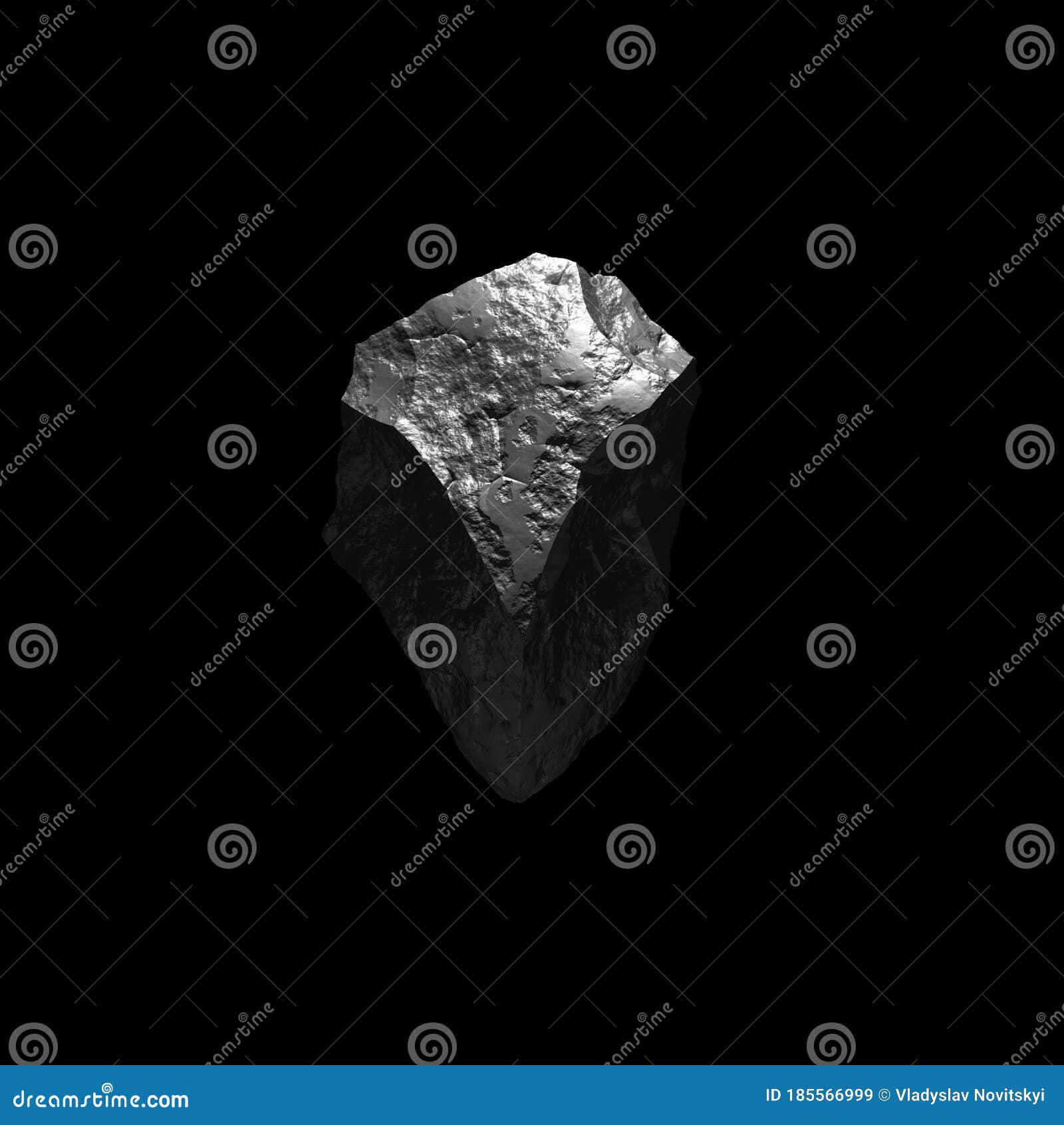 Asteroid or Meteorite in Outer Space on a Black Background, 3D ...