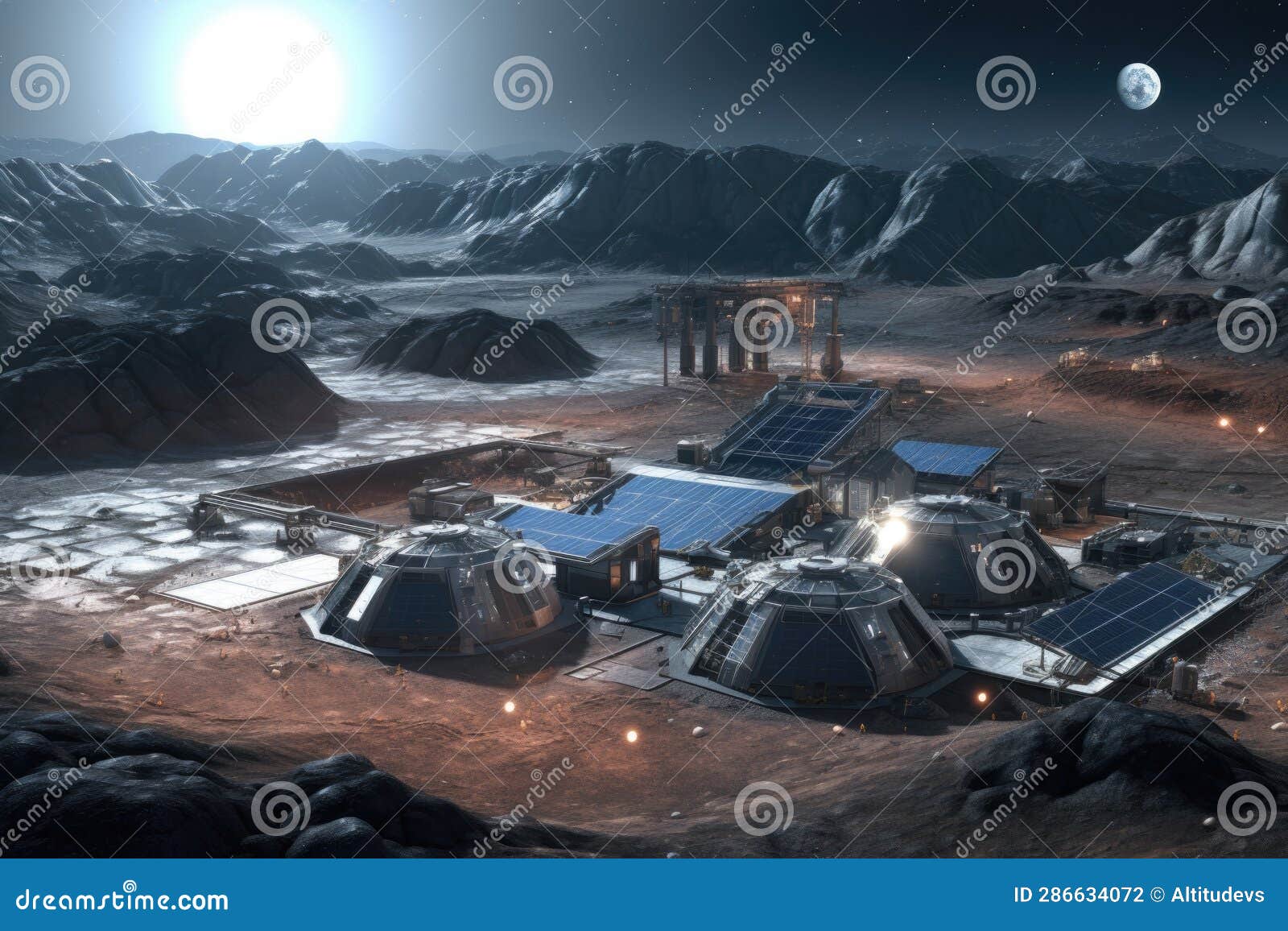 Asteroid Mining Base with Solar Panel Array Stock Photo - Image of ...