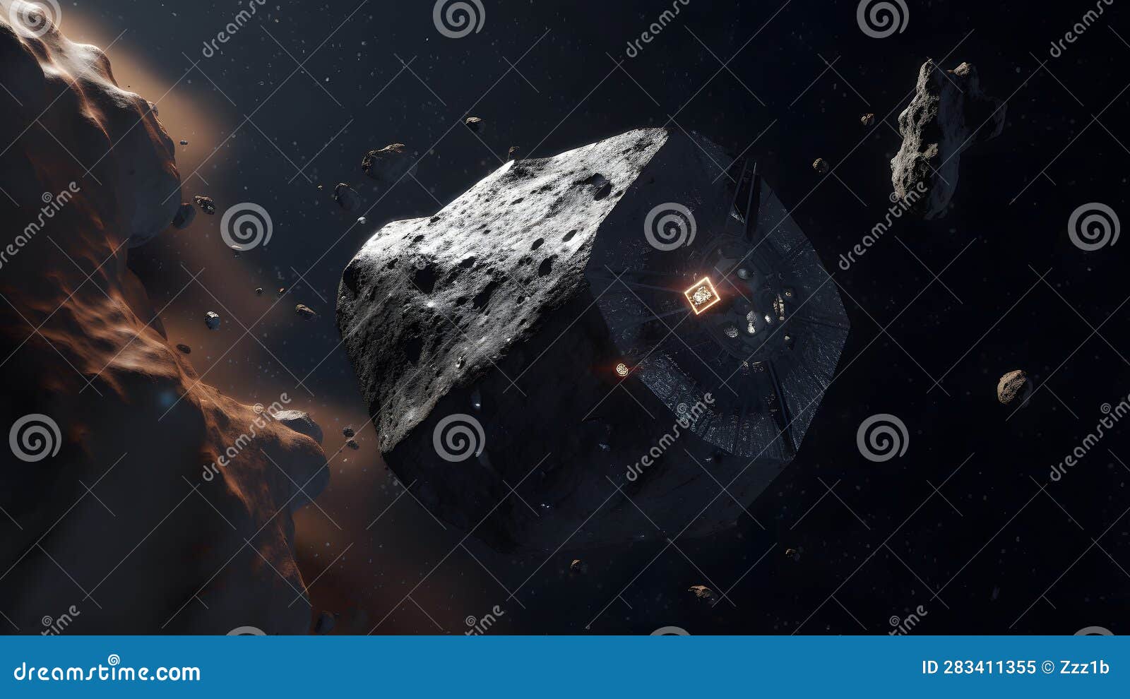 Asteroid Mining in Open Space, Neural Network Generated Image Stock Illustration - Illustration ...