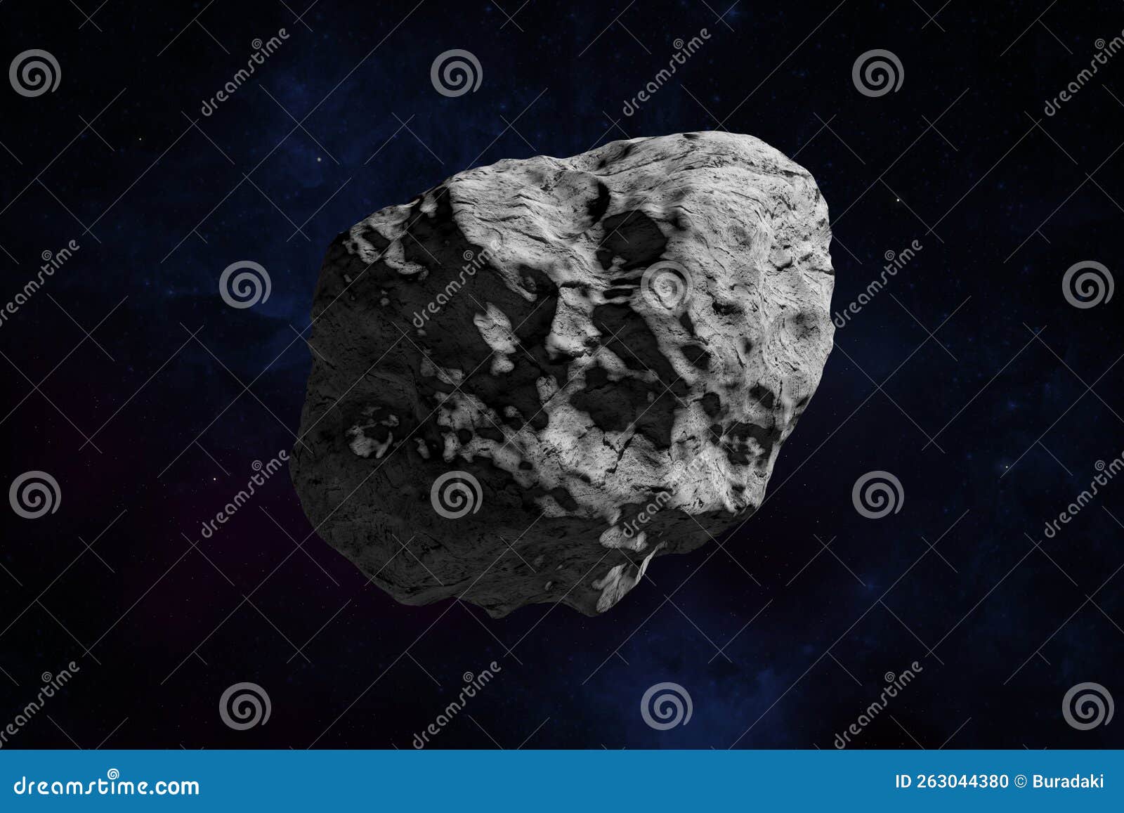 Asteroid and nebula stock illustration. Illustration of cosmos - 263044380