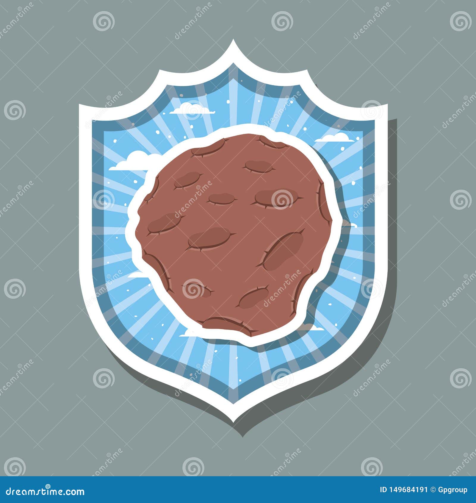 Asteroid Over Striped Label Design Vector Illustration Stock Vector ...