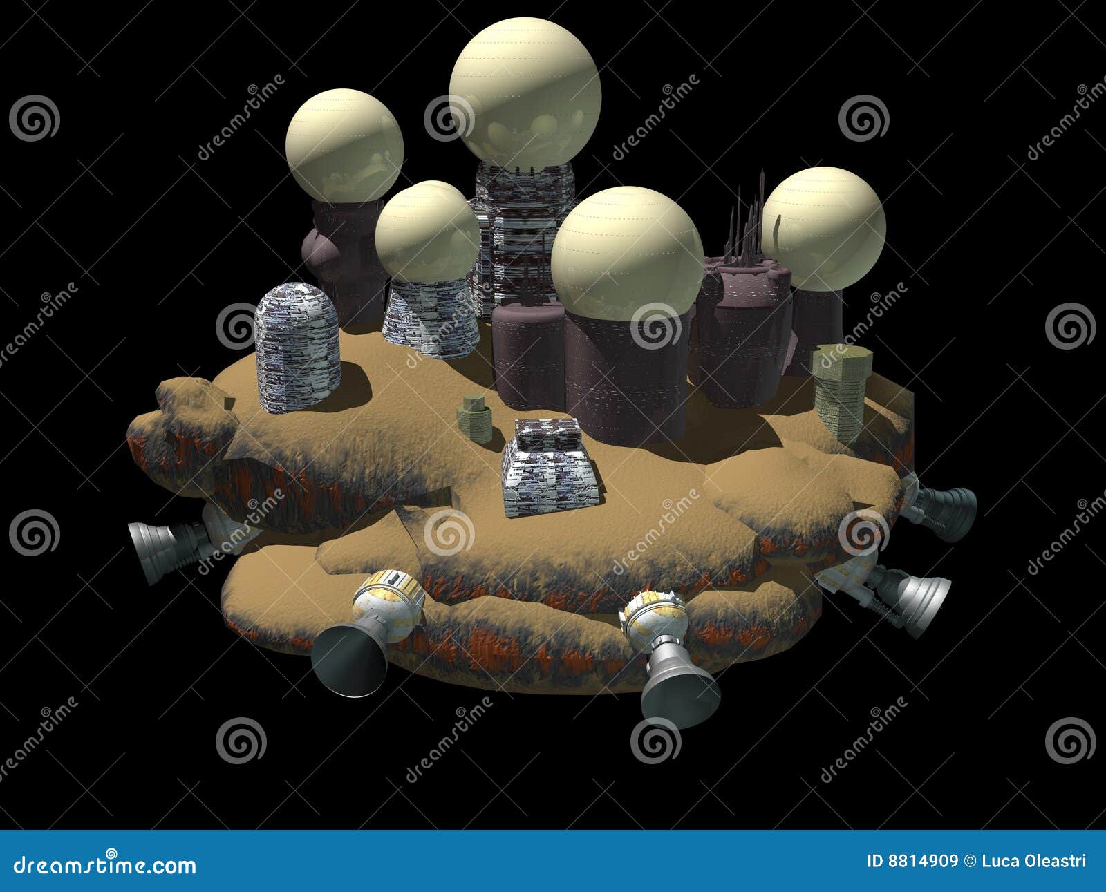 Asteroid space station stock illustration. Illustration of battle - 8814909