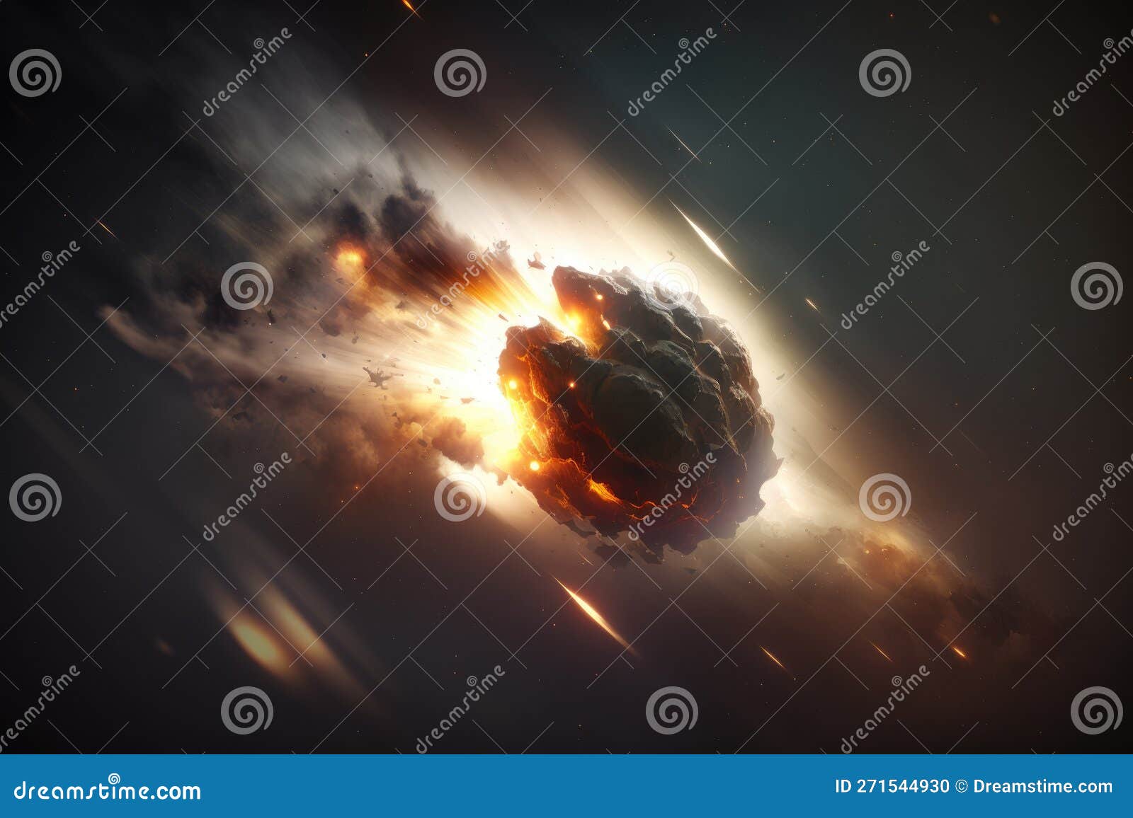 An Asteroid Split with an Exploding Weapon Stock Illustration ...