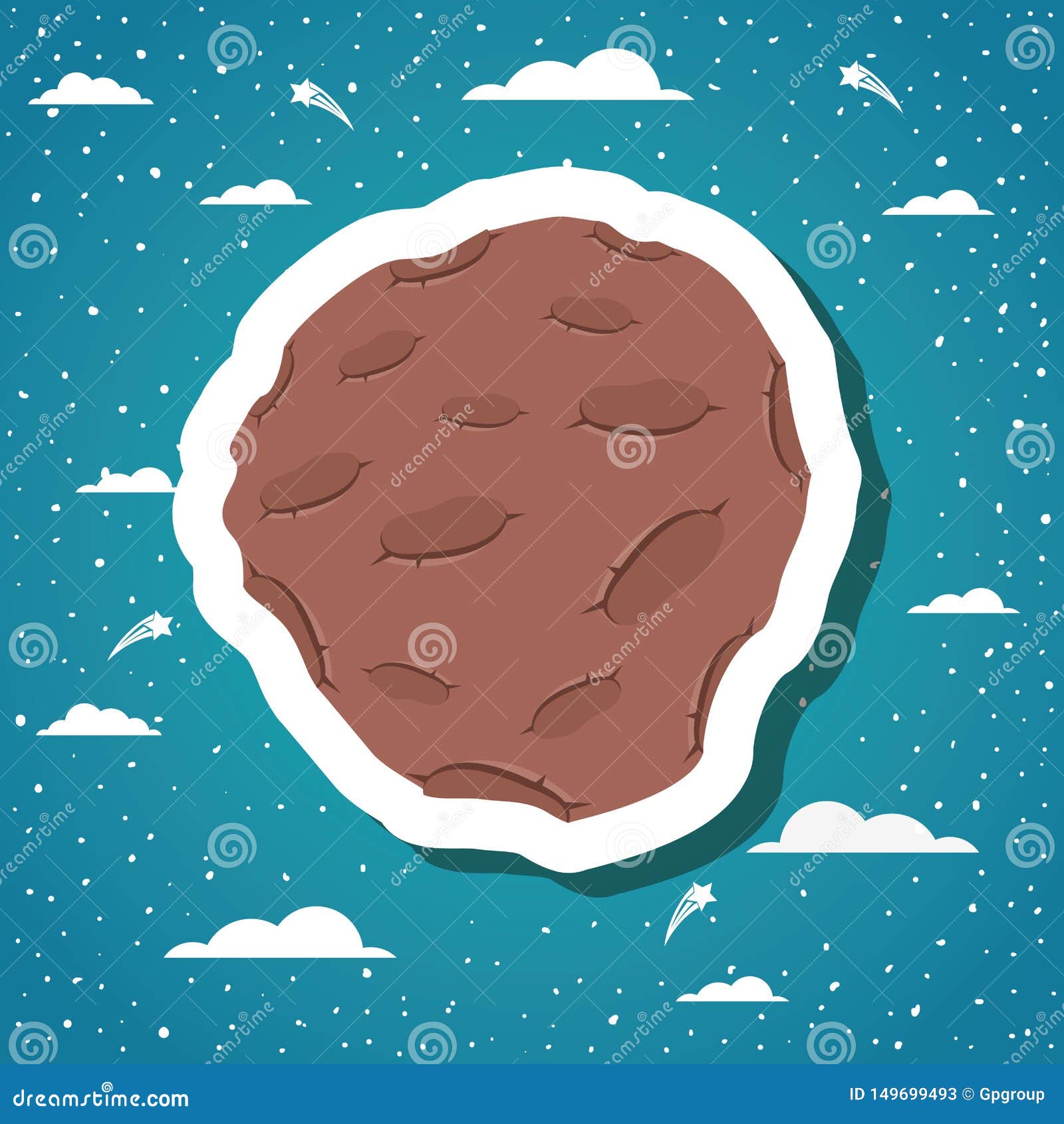 Asteroid Sticker with Clouds Design Vector Illustration Stock Vector ...