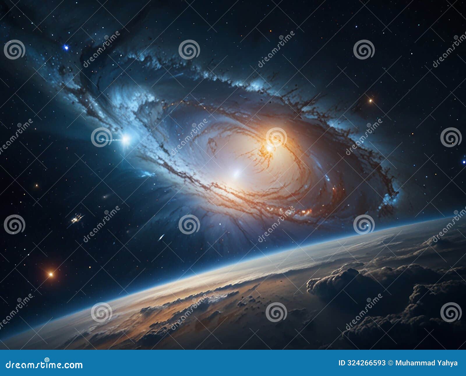Asteroid Storm in the Andromeda Galaxy Stock Illustration ...