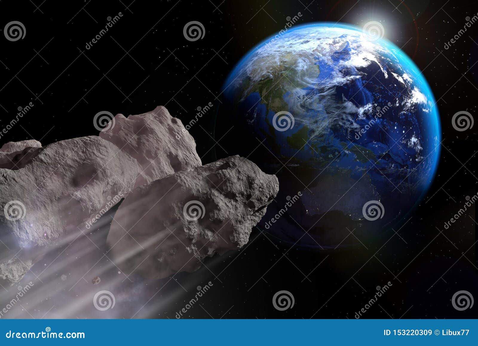 Asteroid is about To Impact on Earth`s Surface Stock Image - Image of ...