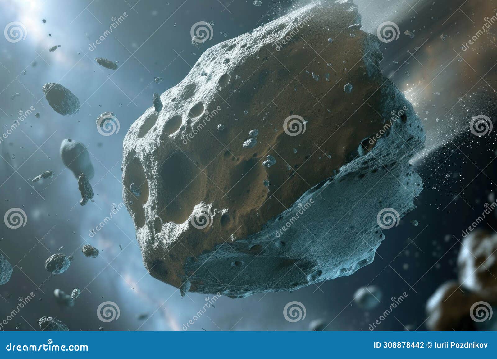 Asteroids in Close Space: Amazing Shapes in the Image Stock Photo ...