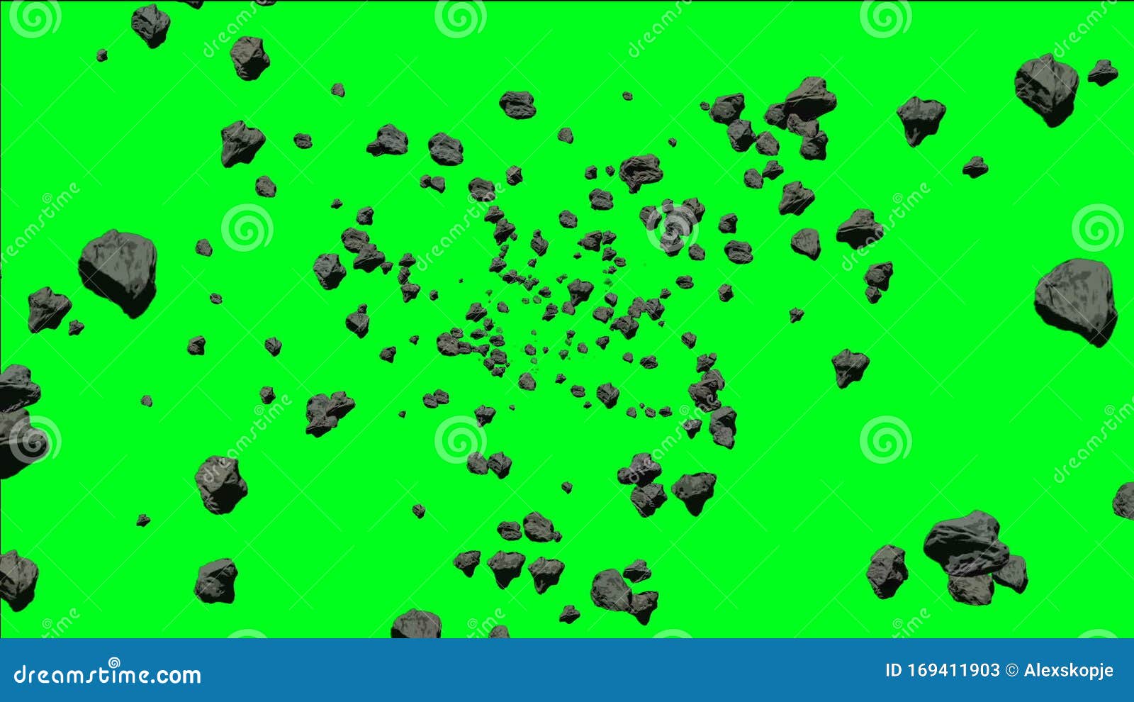 Asteroids Flying on Green Screen Stock Video - Video of astro ...