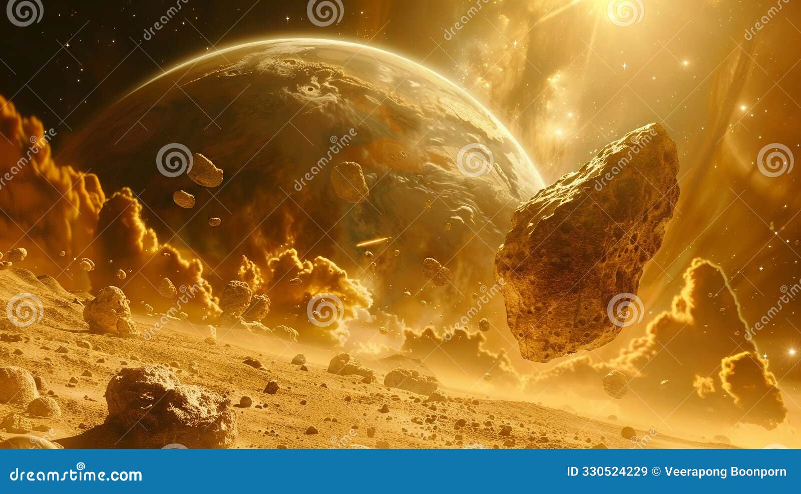 Asteroids in a Science Fiction Setting, Floating between Mars and ...