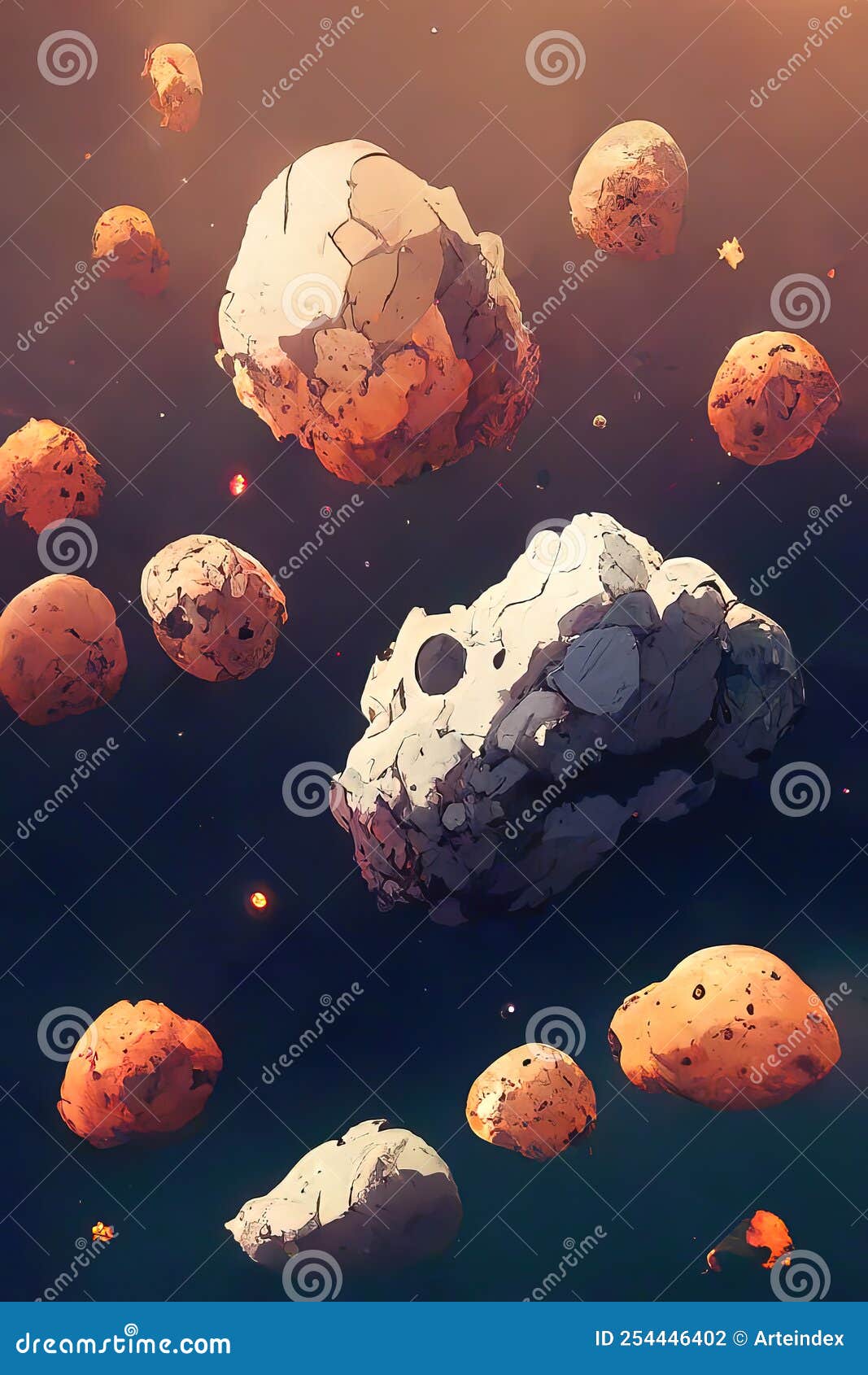 Asteroids Shooting through Space and Stars, Impact Stock Photo - Image ...