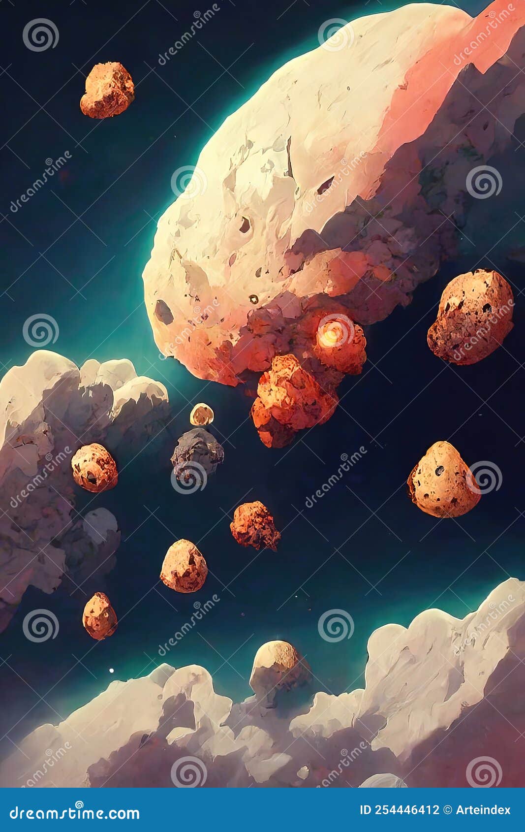 Asteroids Shooting through Space and Stars, Impact Stock Photo - Image ...