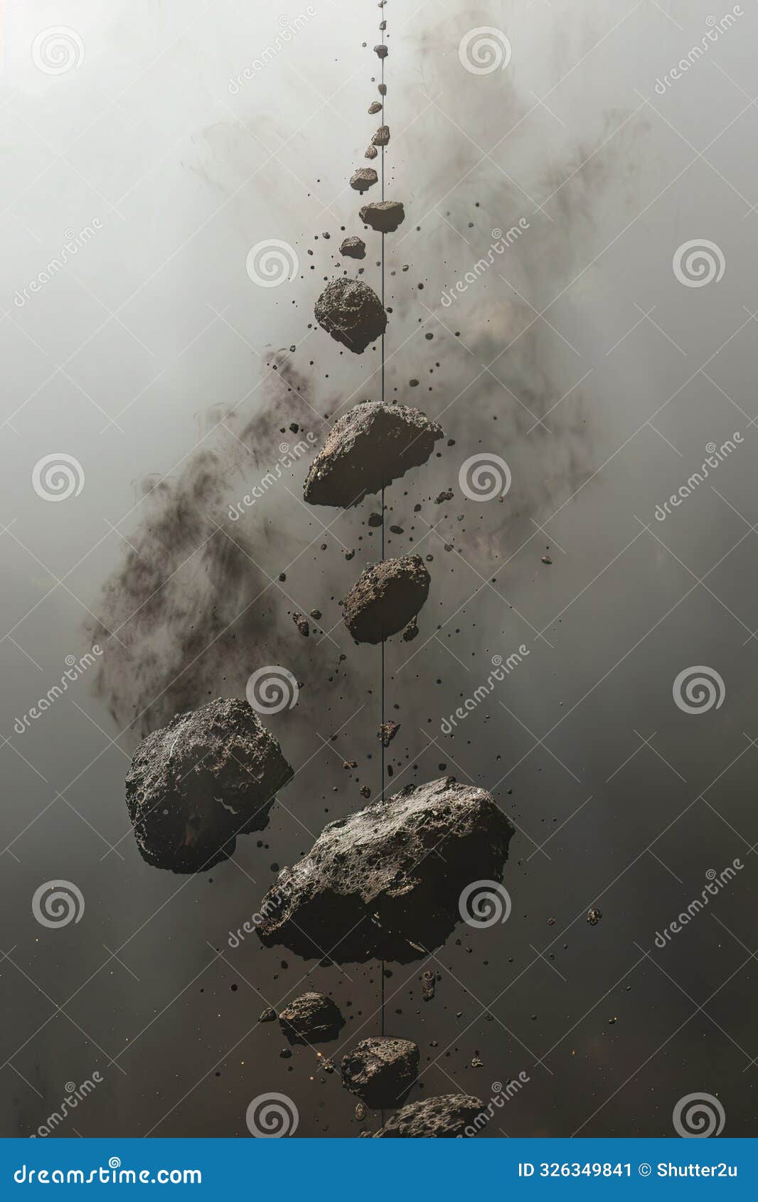 Asteroids Tethered To Each Other Forming A Floating Island Chain In The ...