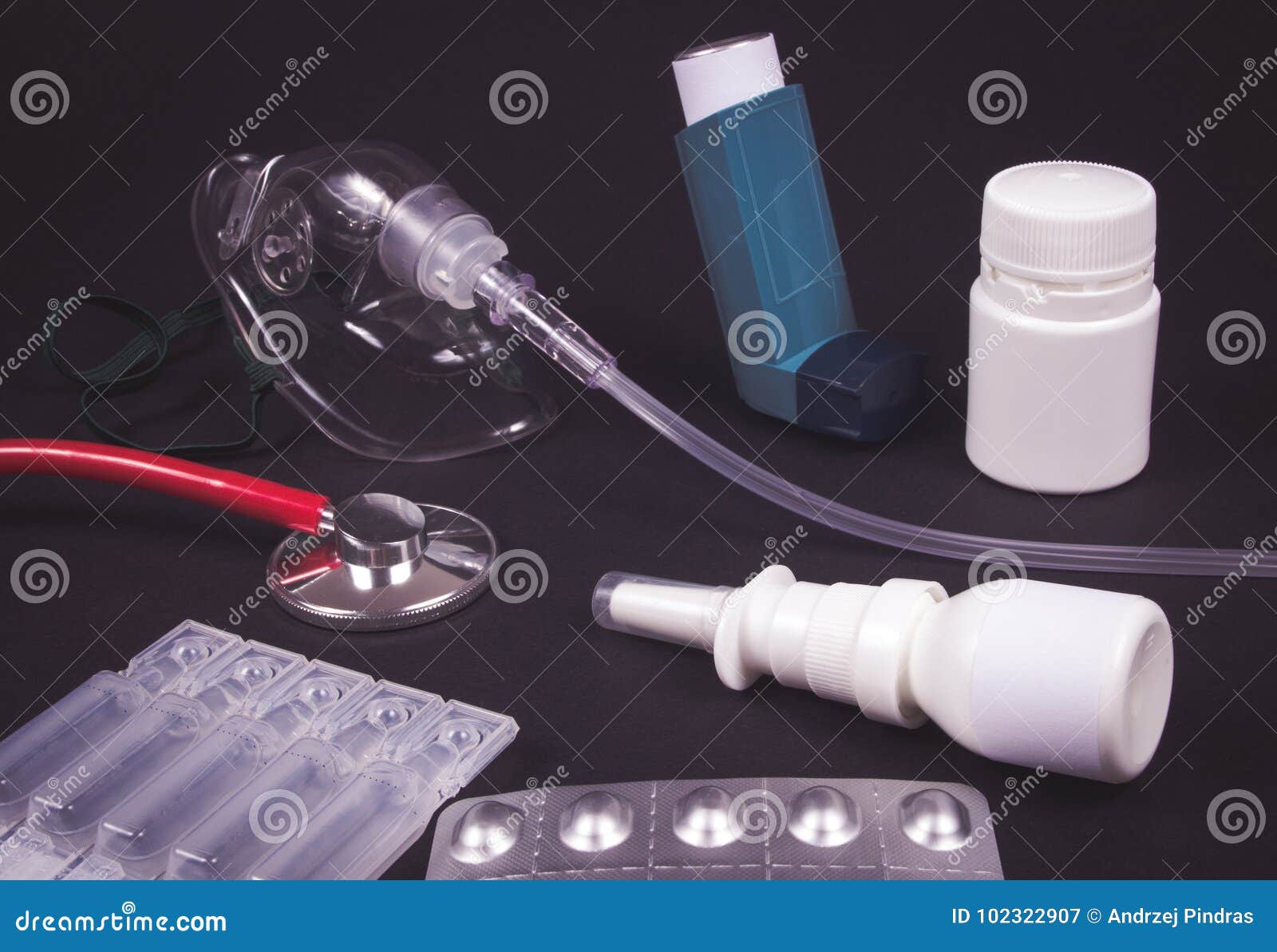 Asthma or Allergies Inhaler. Stock Image - Image of blue, spray: 102322907
