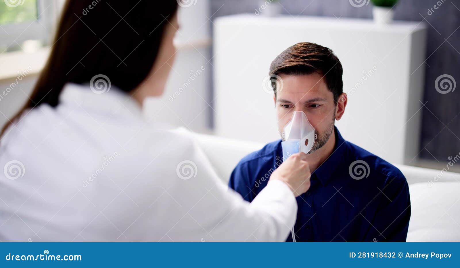 Asthma Copd Breath Nebulizer and Mask Given by Doctor Stock Photo ...