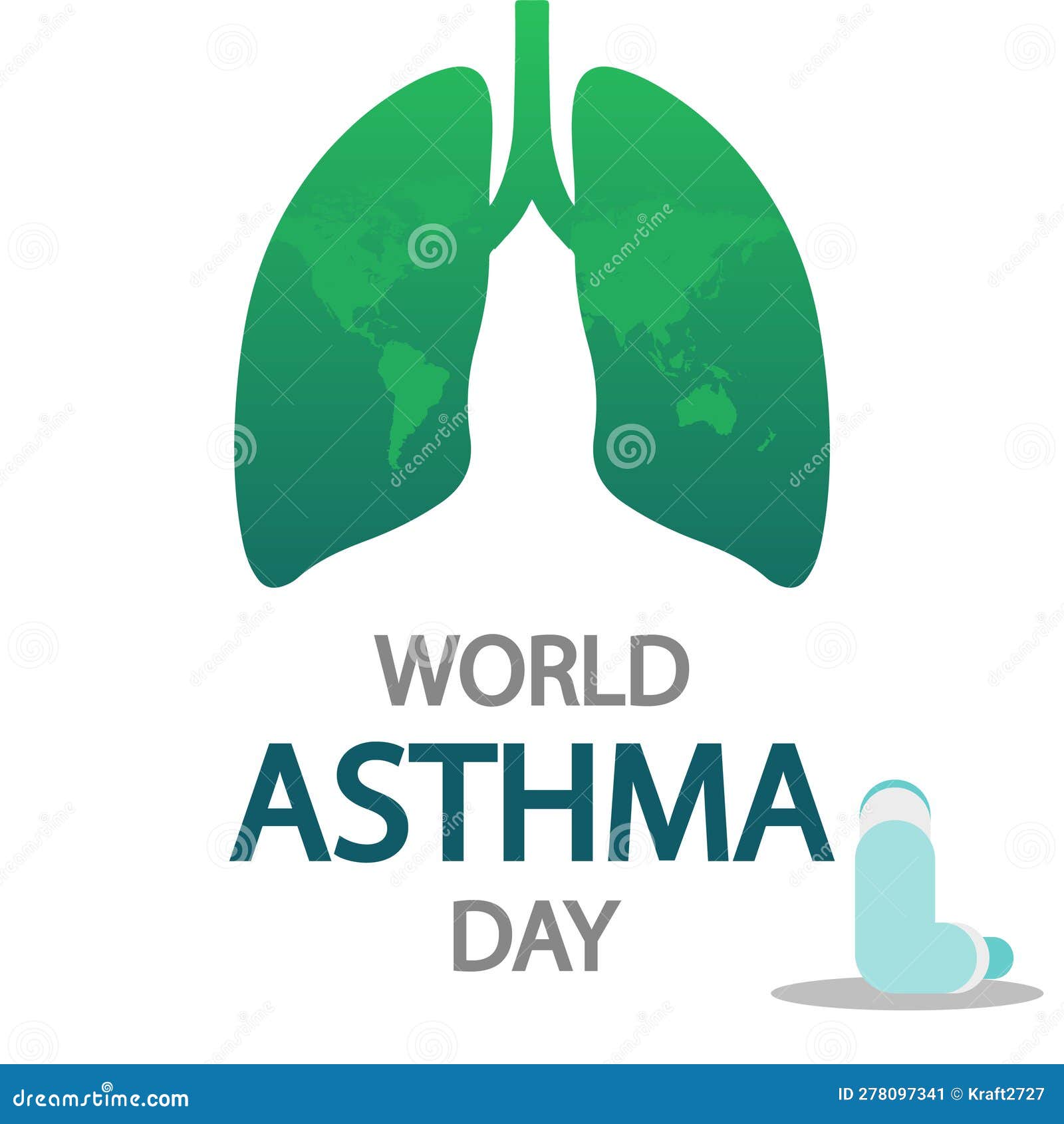 Asthma Day World Lungs and Inhaler Stock Vector - Illustration of ...