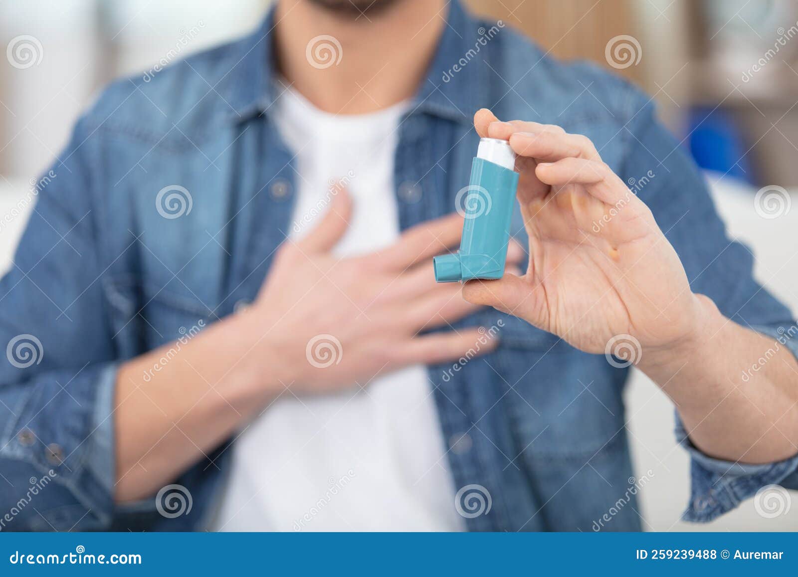 Asthma Inhaler in Male Hands Stock Photo - Image of inhaler, spray ...