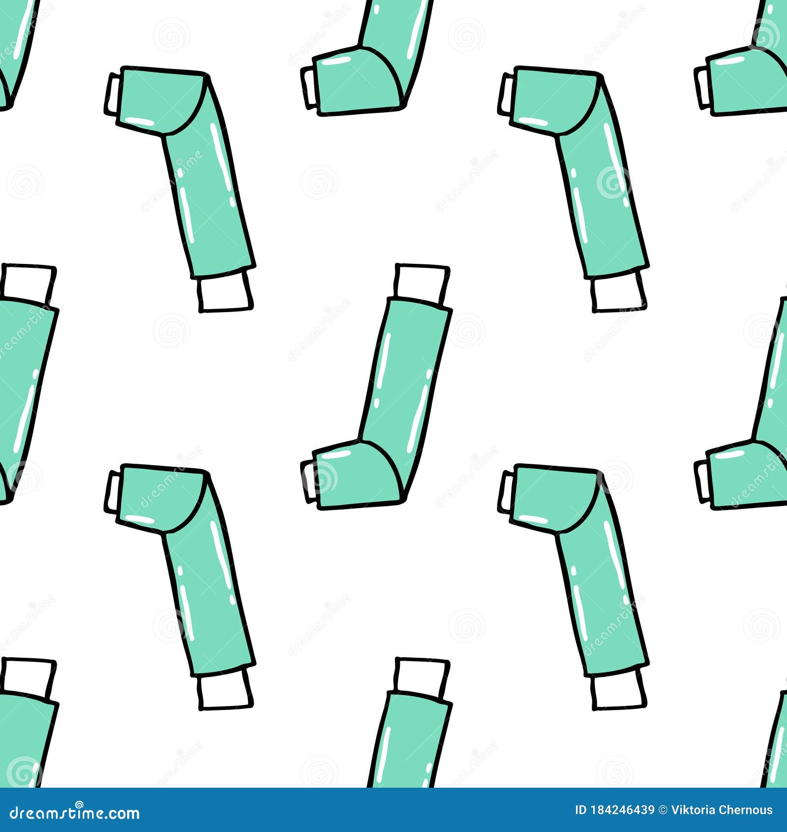 Asthma Inhaler Seamless Doodle Pattern, Vector Illustration Stock ...