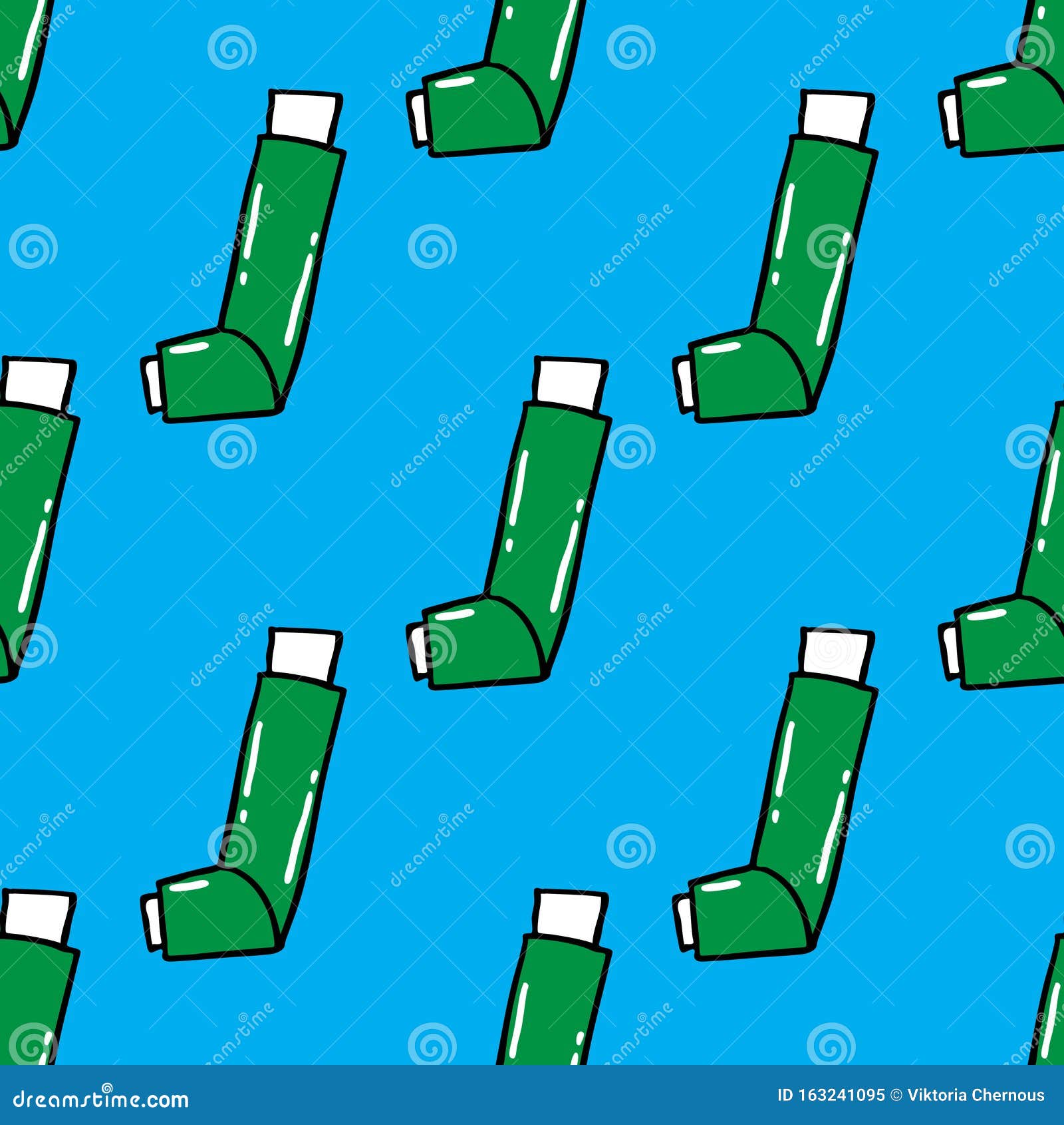 Asthma Inhaler Seamless Doodle Pattern, Vector Illustration Stock ...