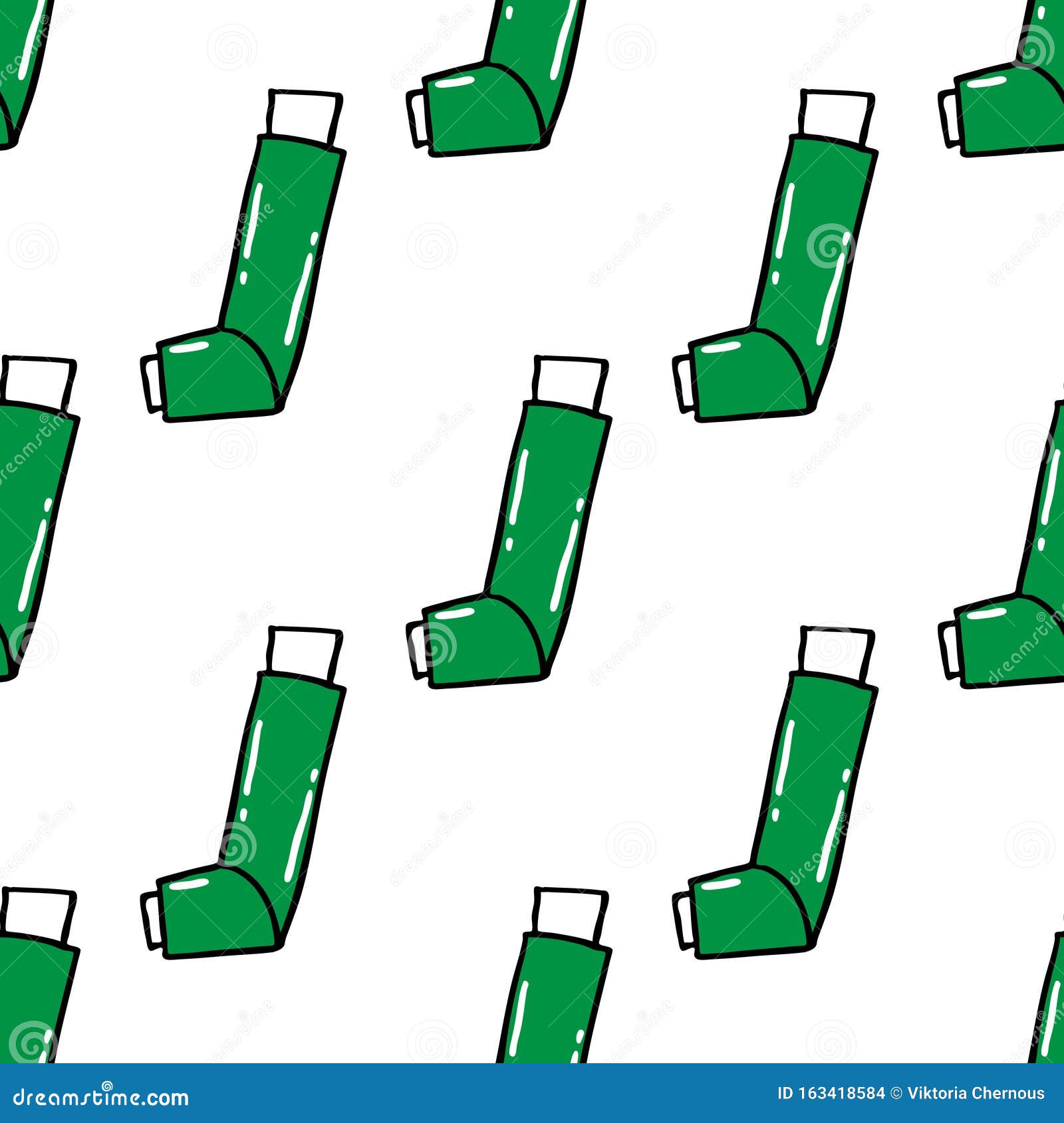 Asthma Inhaler Seamless Doodle Pattern, Vector Illustration Stock ...