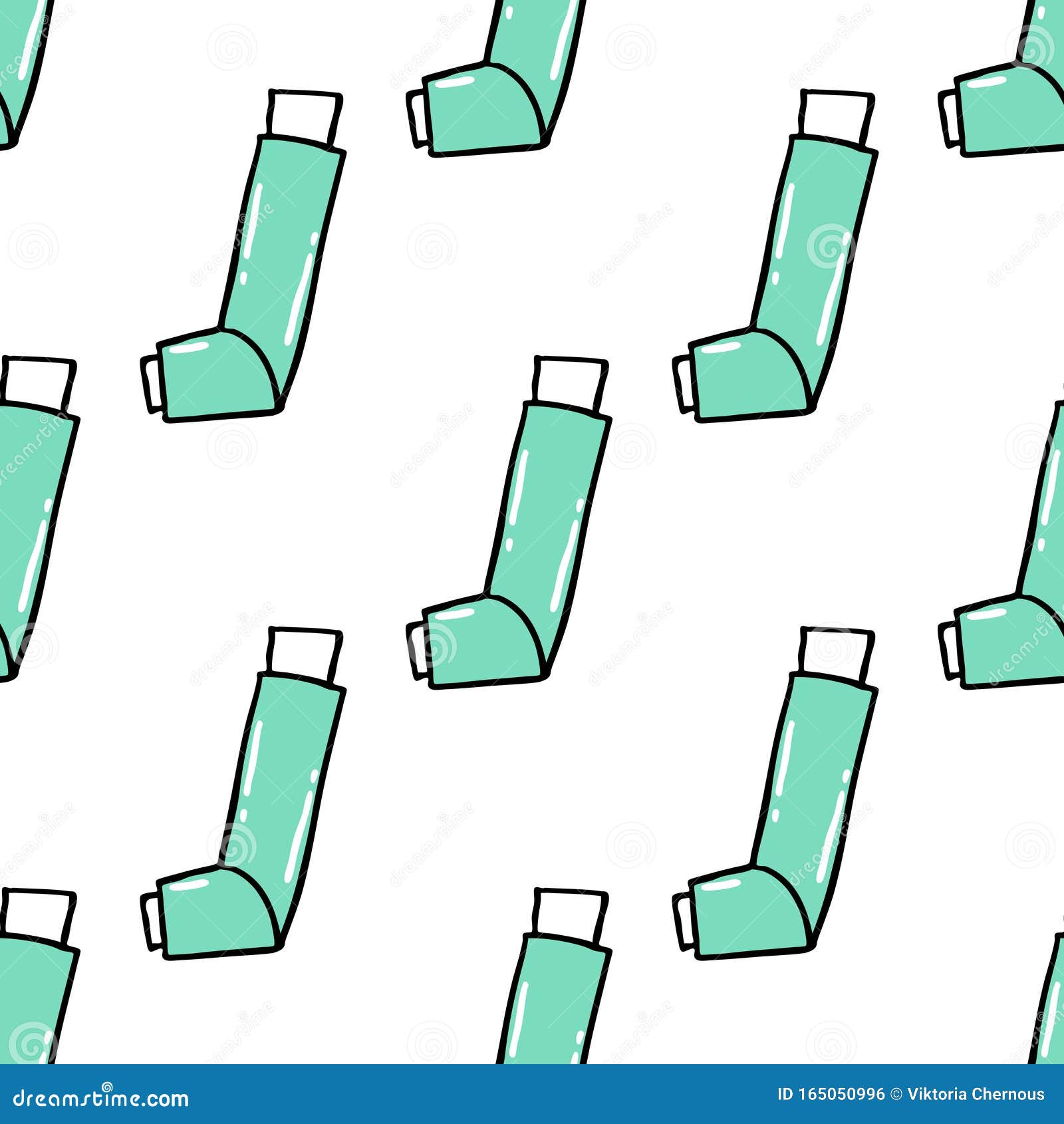 Asthma Inhaler Seamless Doodle Pattern, Vector Illustration Stock ...