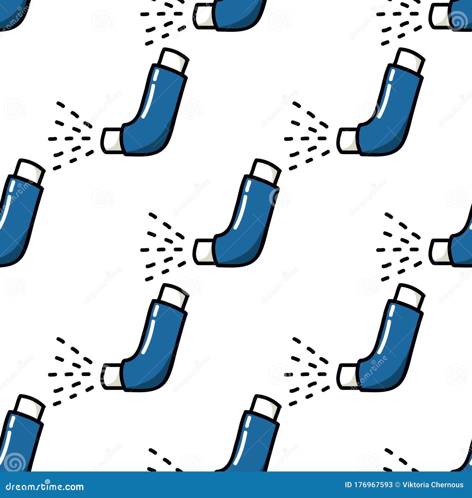 Asthma Inhaler Seamless Doodle Pattern, Vector Illustration Stock ...