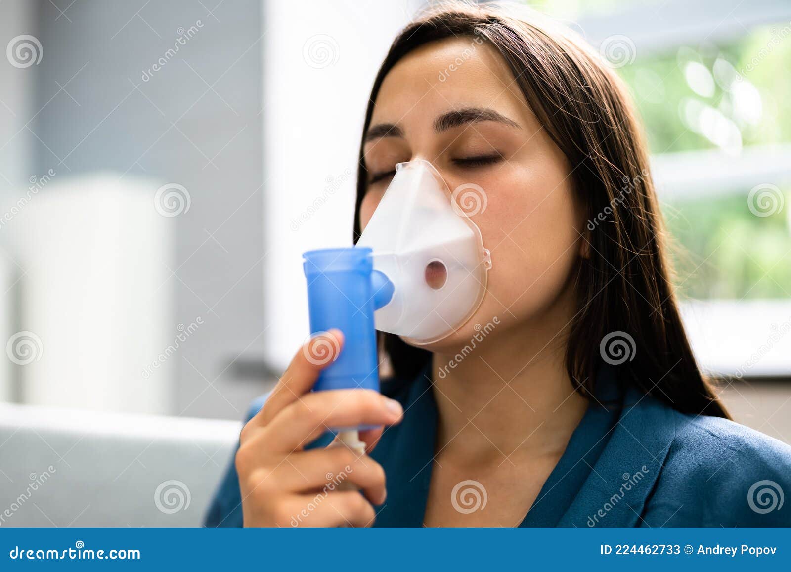 Asthma Patient Breathing Using Oxygen Mask Stock Image - Image of ...