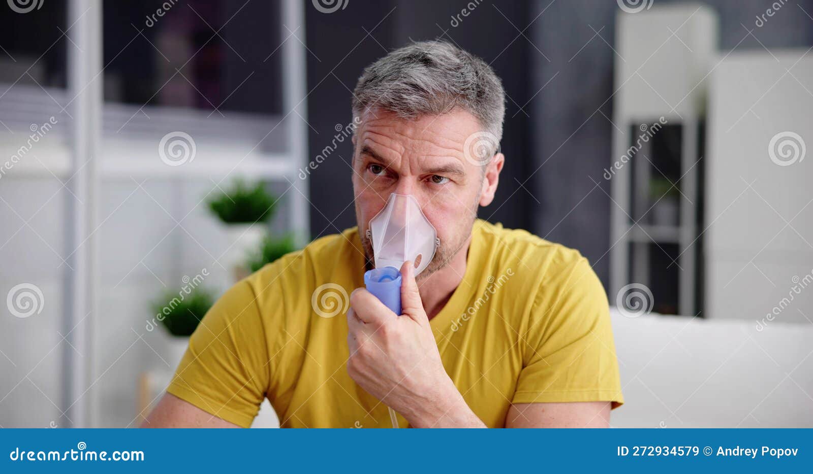 Asthma Patient Breathing Using Oxygen Mask Stock Image - Image of ...