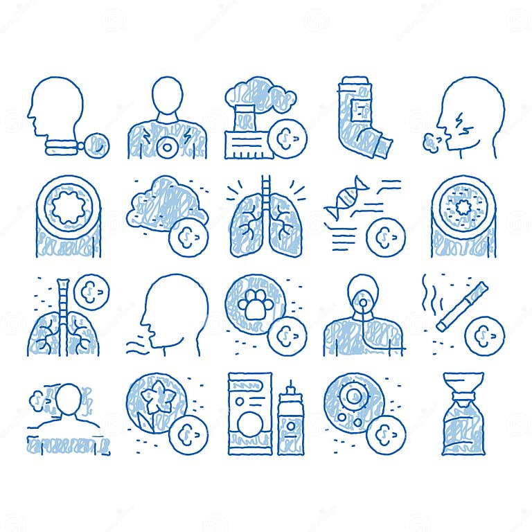 Asthma Sick Allergen Icon Hand Drawn Illustration Stock Vector Illustration Of Medical Sick