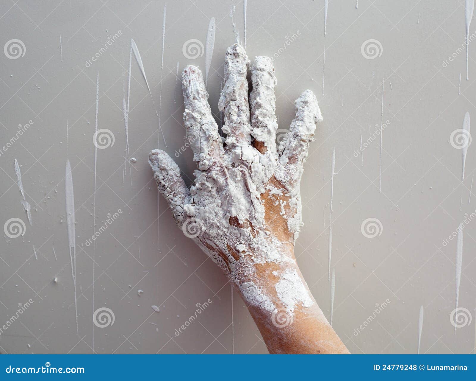 Astist Plastering Man Hand with Cracked Plaster Stock Photo - Image of ...