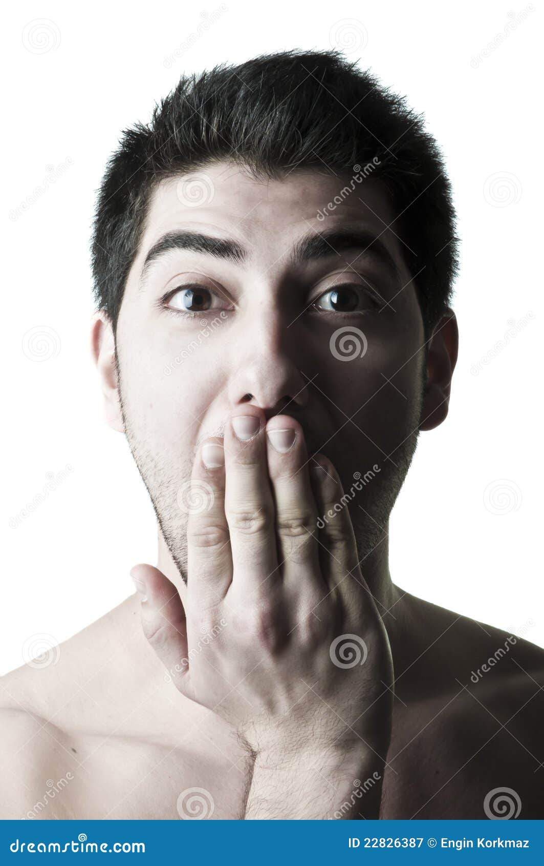 Astonished man stock image. Image of portrait, eyes, hands - 22826387