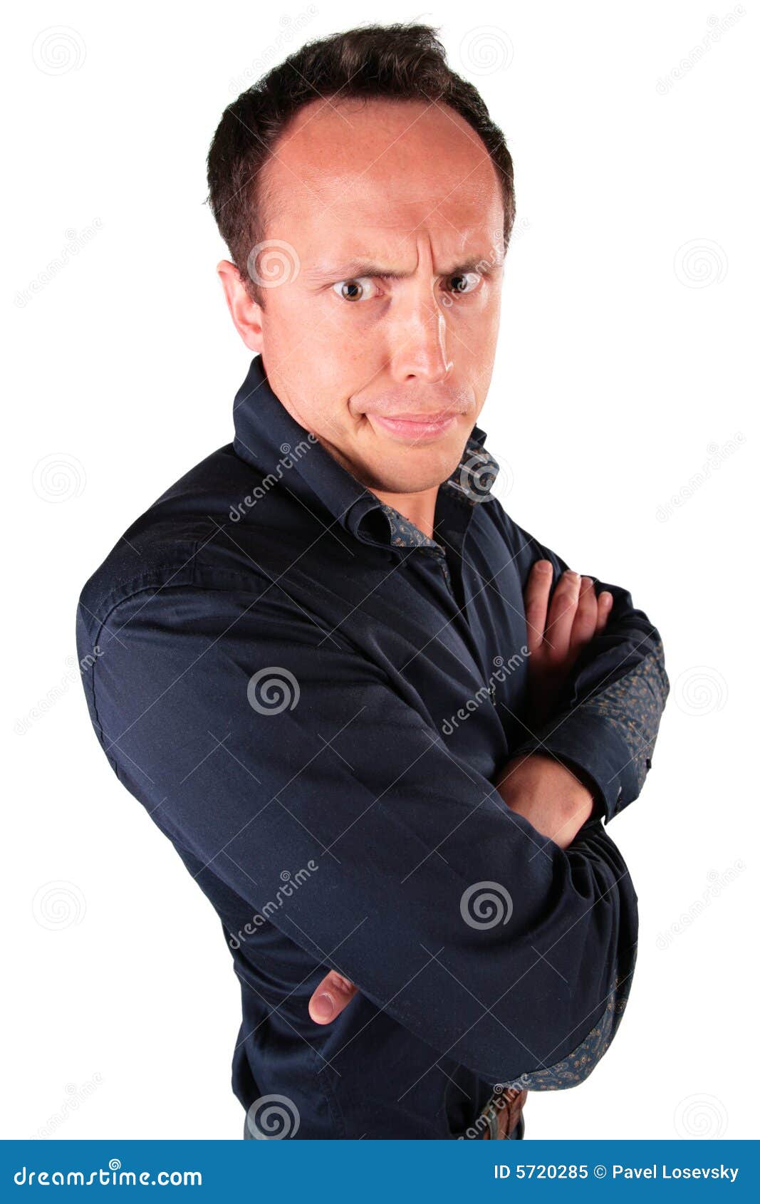 Astonished Man with Crossed Hands Stock Image - Image of face, head ...
