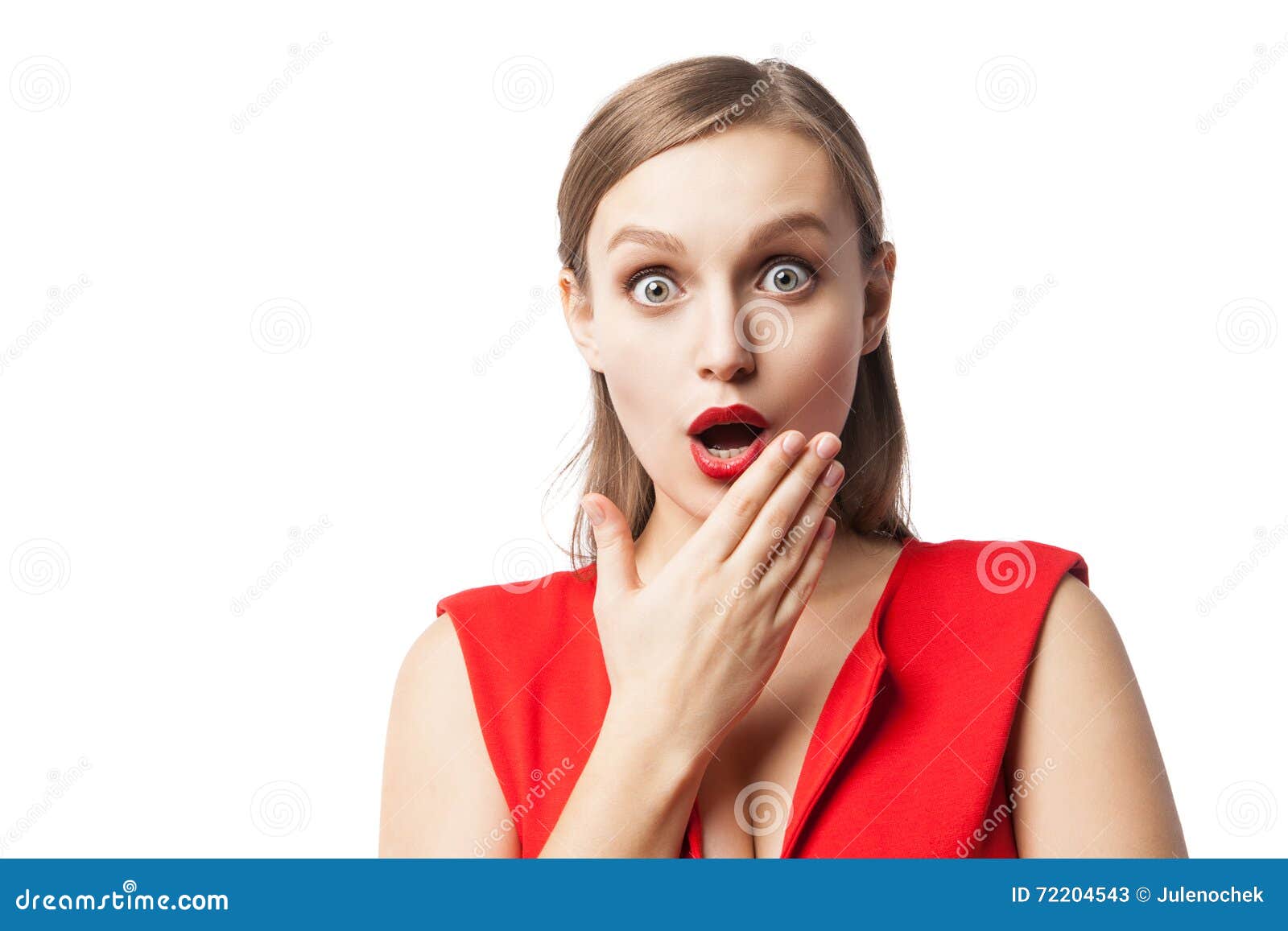 Astonished Woman With Open Mouth Looking At Camera Stock Image Image