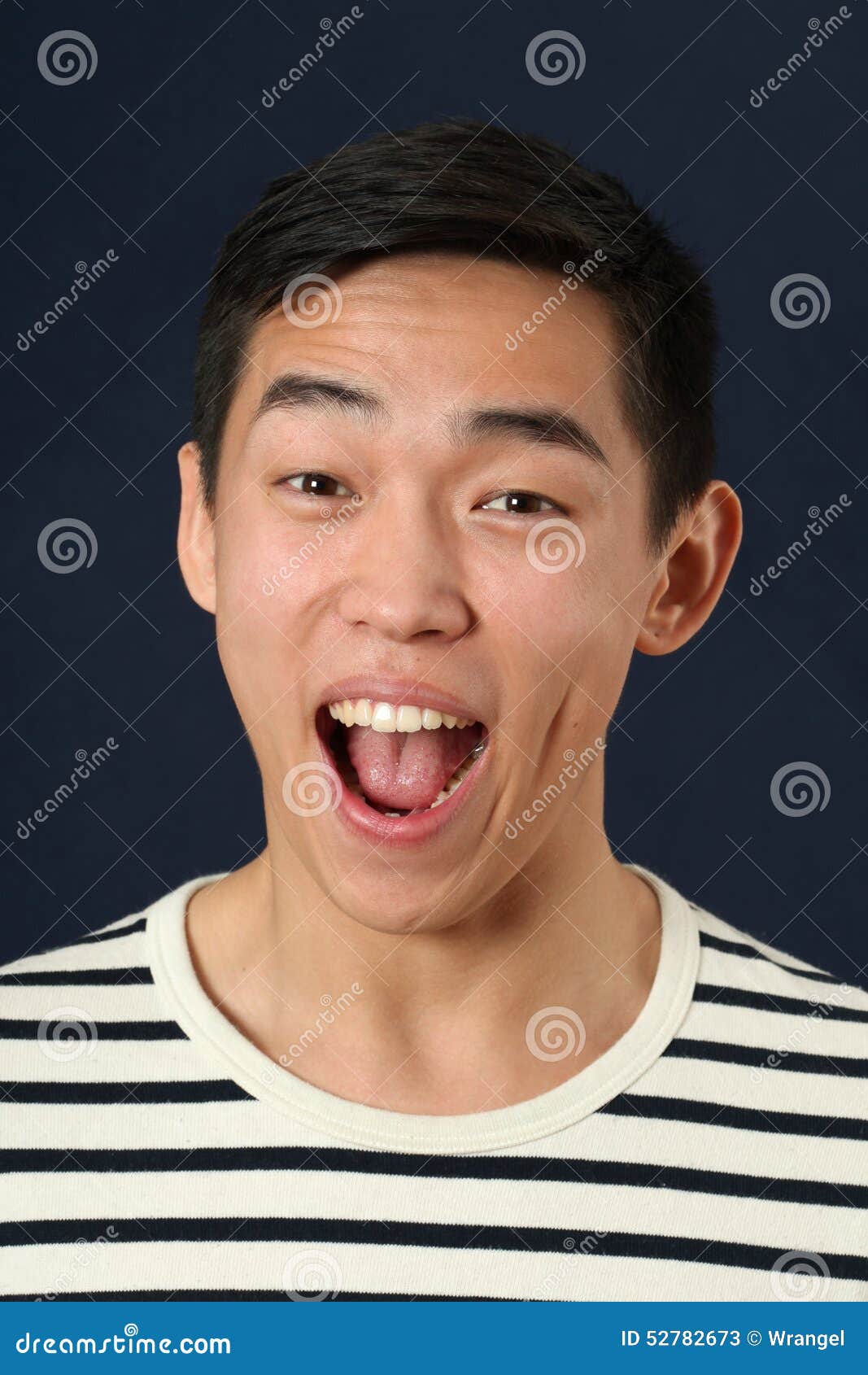 Astonished Young Asian Man Laughing Stock Image - Image of handsome ...
