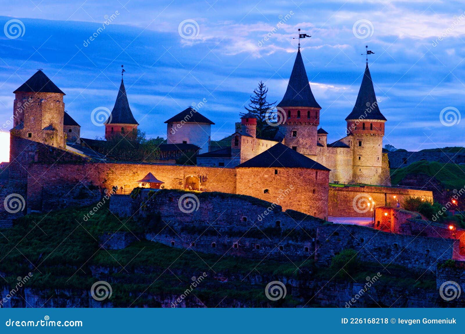 Astonishing Landscape View of Medieval Castle. Beautiful Spring Evening ...