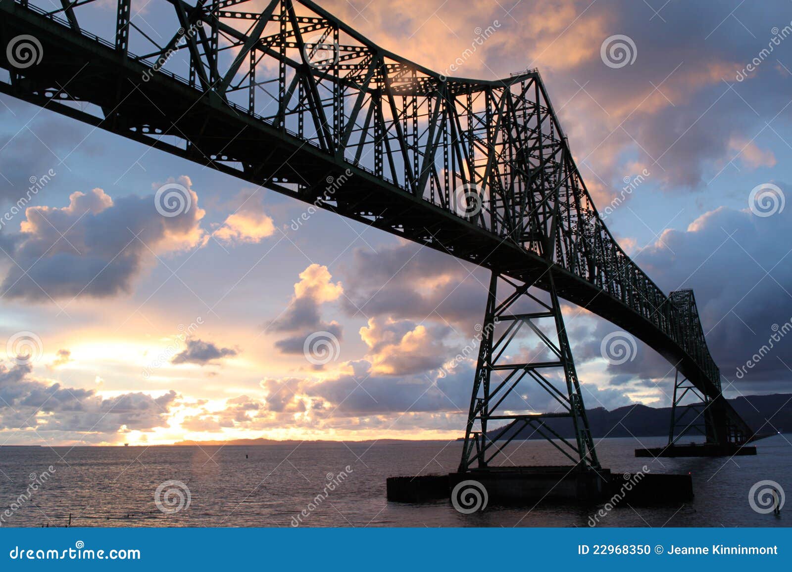 Astoria or Megler Bridge Sunset Stock Photo - Image of longest, clouds ...