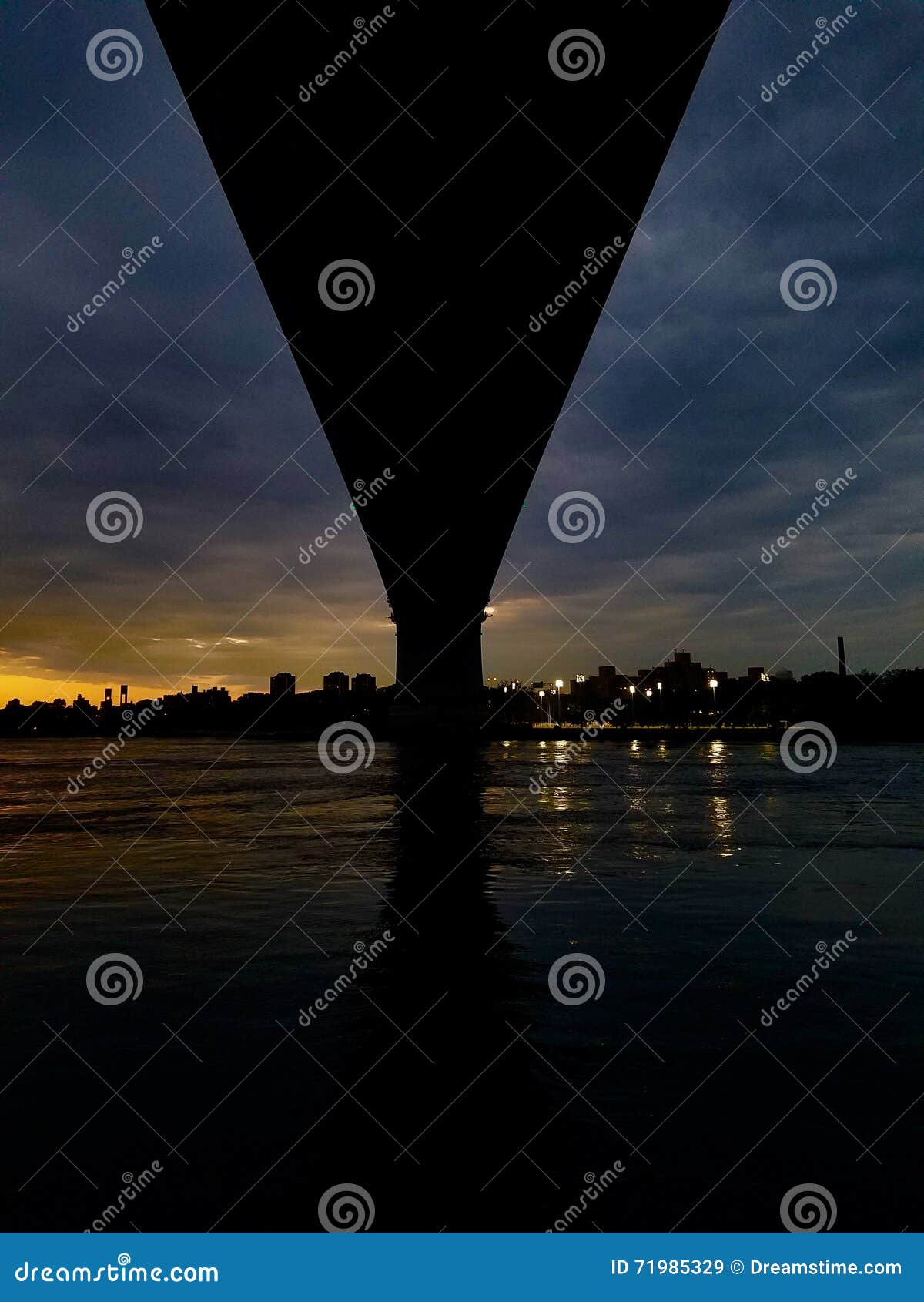 Astoria New York Bridge Night Sunset Stock Image - Image of river ...