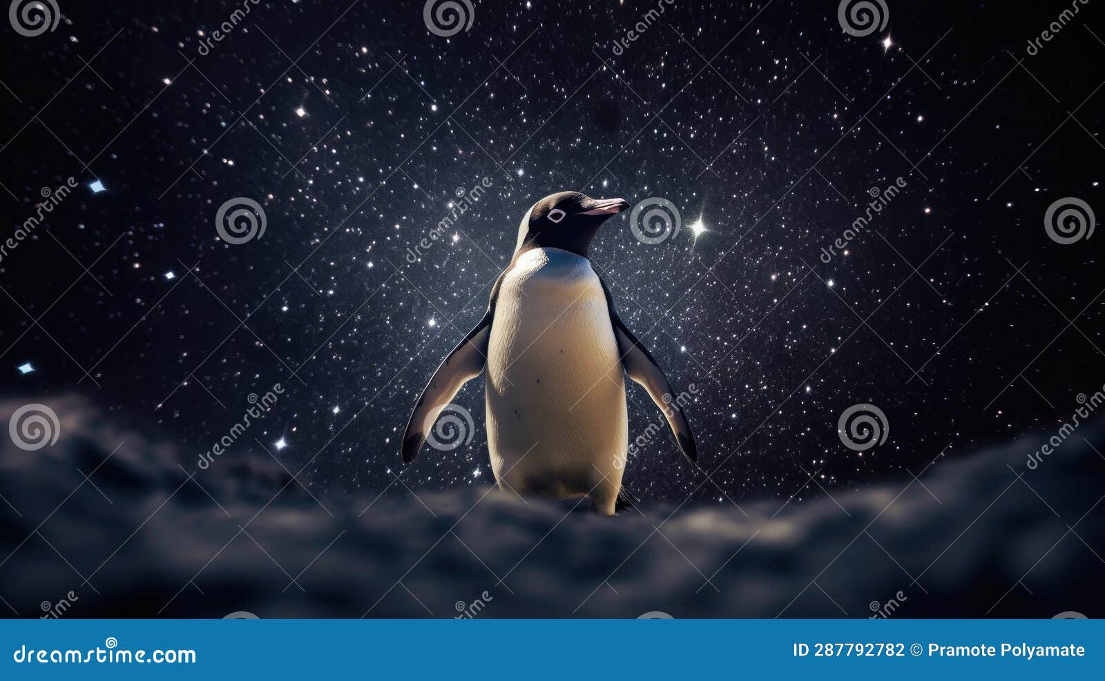 Astral Penguin in a Dark Galaxy. Generative Ai Stock Photo - Image of ...