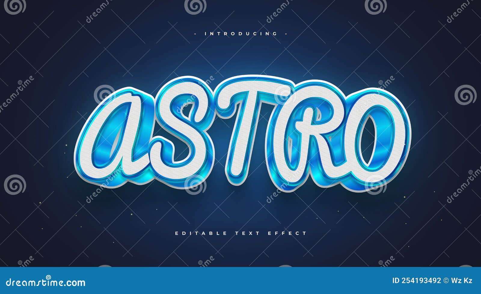 Astro Text in White and Blue Style with 3D and Glossy Effect Stock ...
