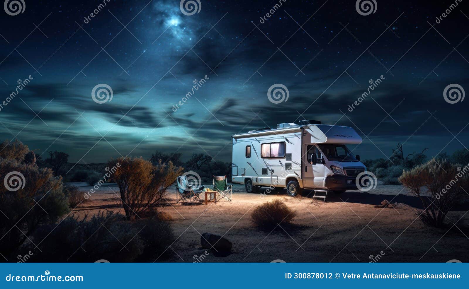 Astro Tourism Concept. Travel Campervan. Stock Photo - Image of caravan ...